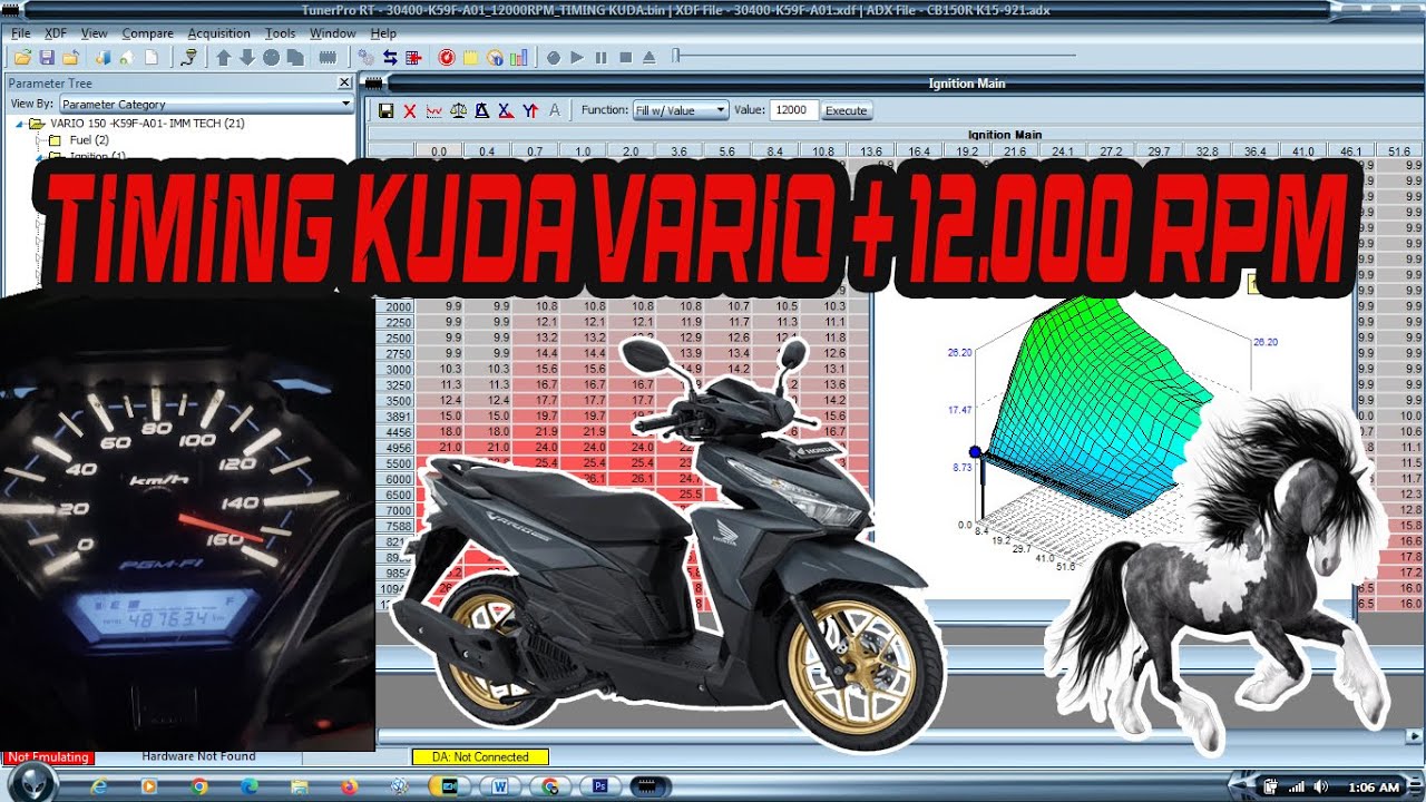 CARA REMAP ECU VARIO TIMING KUDA 12.000 RPM - YouTube