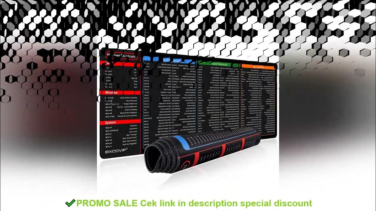 EXCO Office Shortcuts Mouse Pad Large Extended Excel Powerpoint Word ...