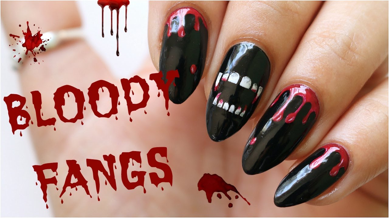 HALLOWEEN NAILS: BLOODY VAMPIRE FANGS | Banicured - YouTube