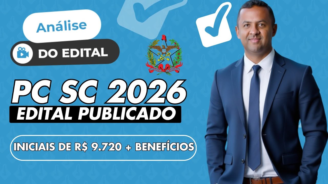 Edital PC SC é publicado com 300 vagas e até R$ 9,7 mil - YouTube