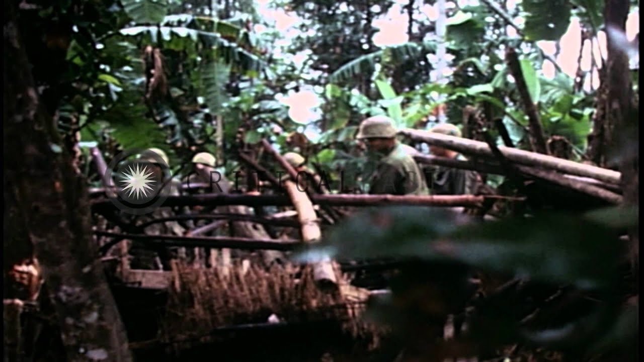 196th Light Infantry Brigade company disassembles and burns NVA huts in ...