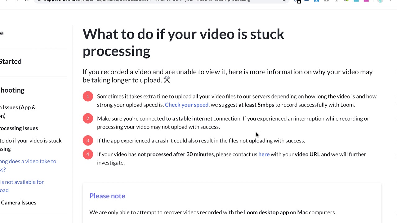 Loom video STUCK PROCESSING what to do? - YouTube