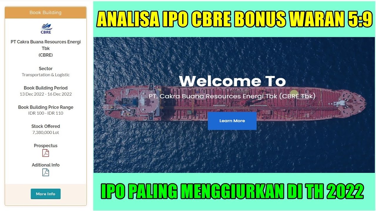 Analisa IPO saham PT Cakra Buana Resources Energi Tbk ( CBRE ) bonus ...