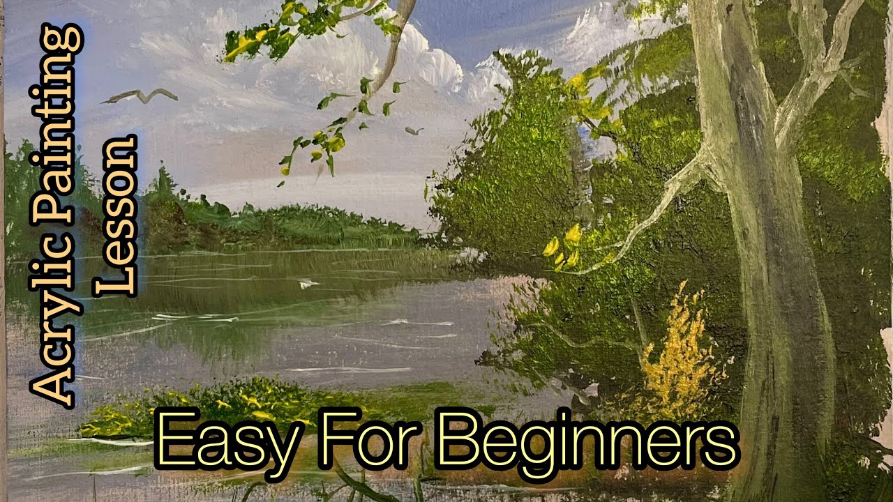 Acrylic painting Landscape Easy acrylic painting lesson - YouTube