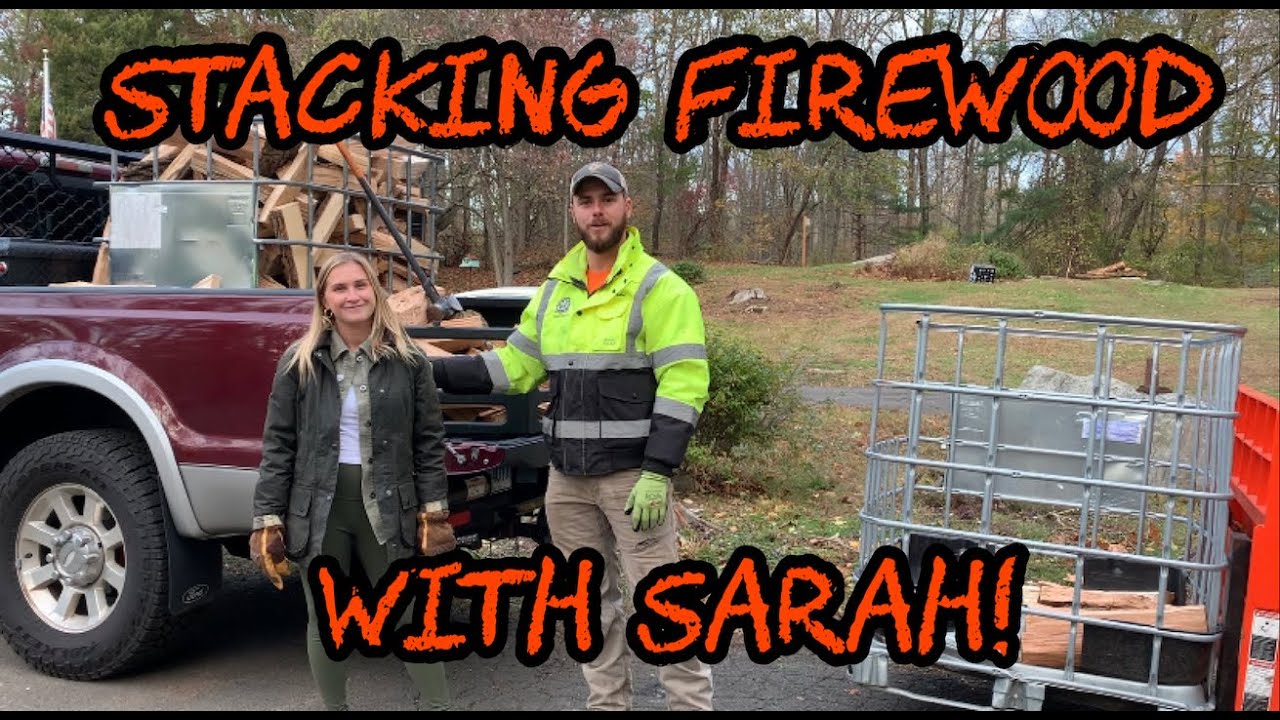#36 Stacking Firewood in IBC totes with Sarah - YouTube
