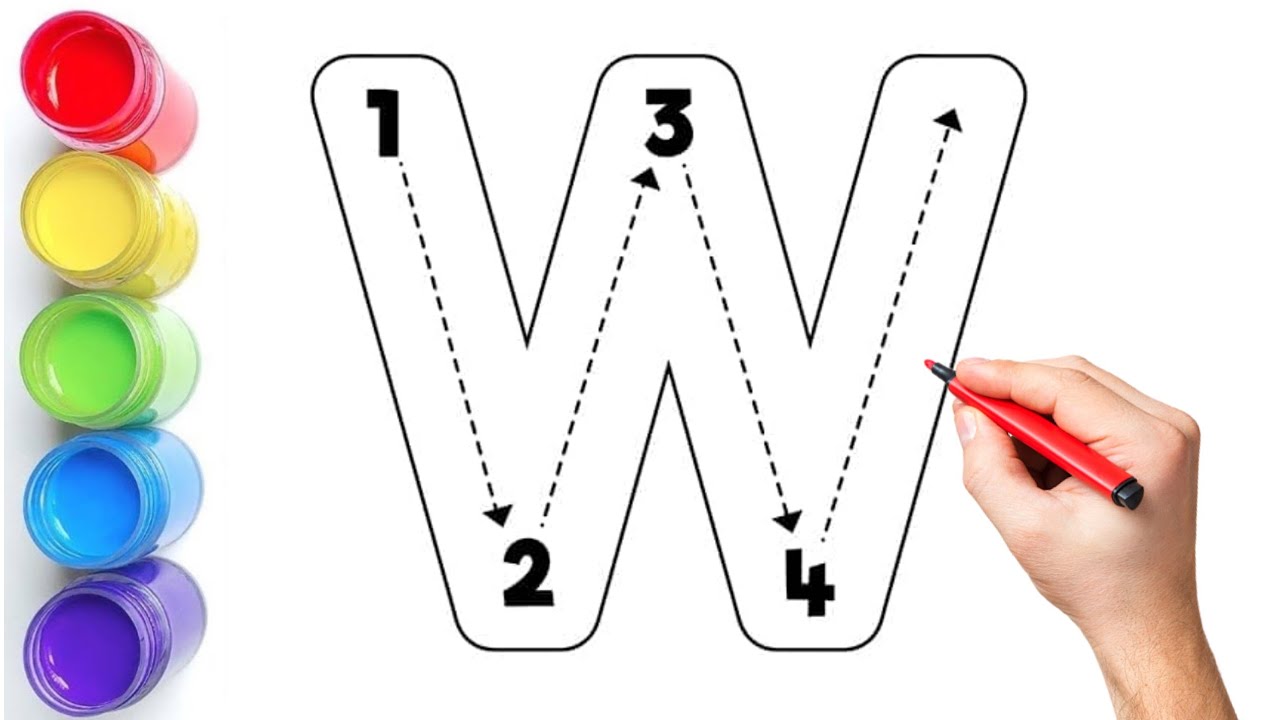 Tracing Letter 'W' | Shape drawing | learn 2d shape | A for Apple ...
