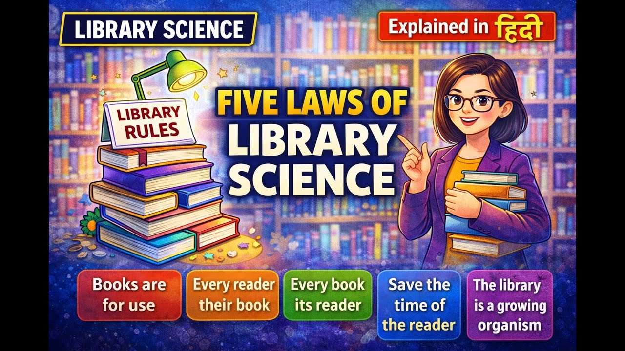 Five Laws of Library Science | Ranganathan’s 5 Laws Explained in Hindi ...