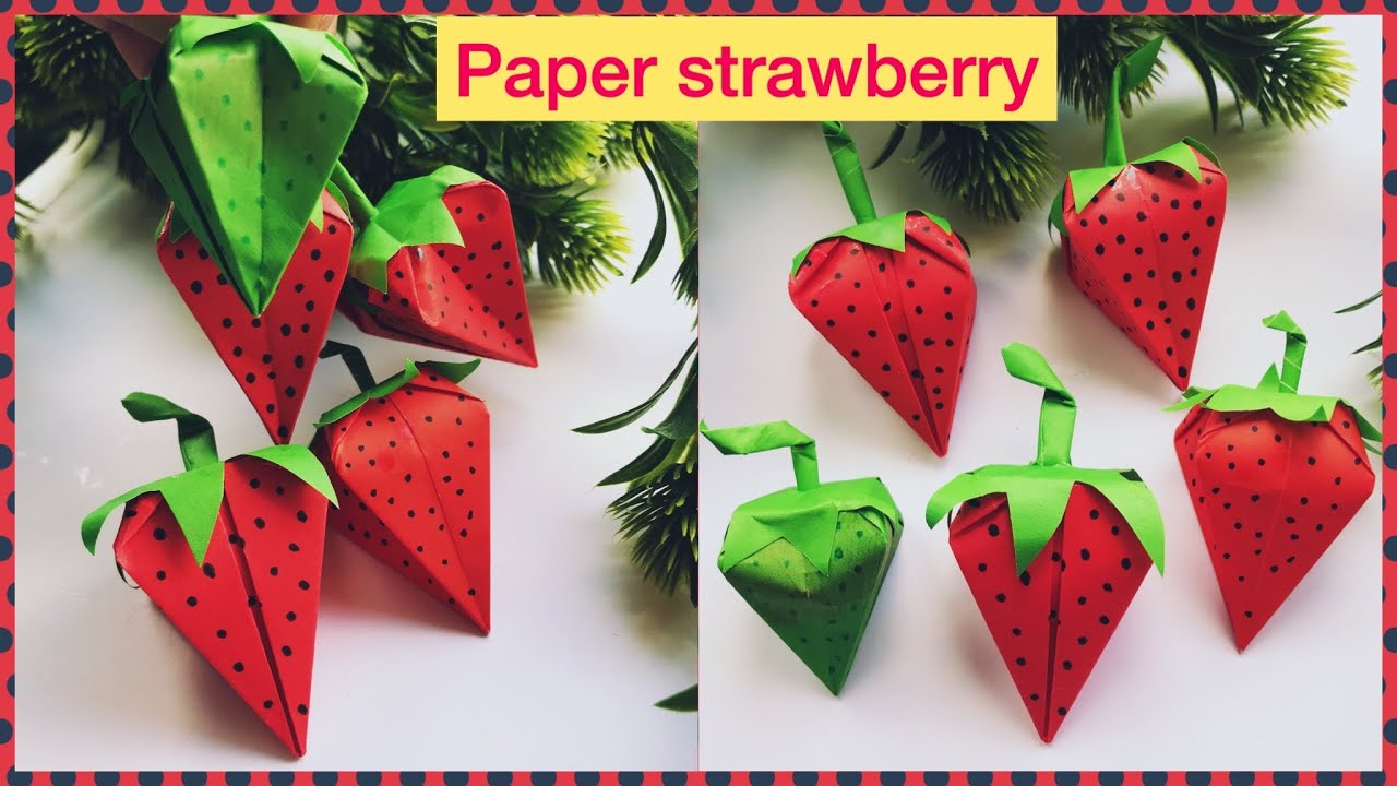 How to make paper strawberry | origami strawberry | paper craft for ...