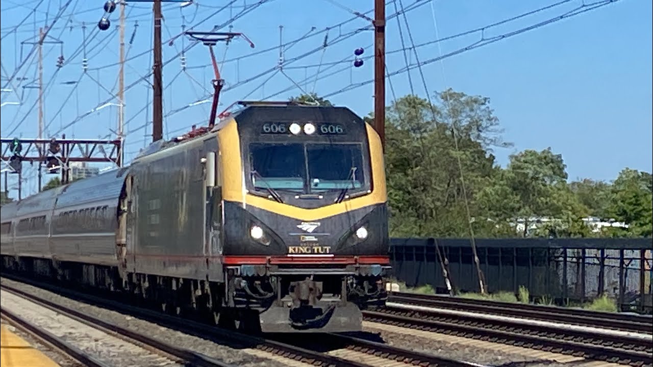 Amtrak 619 leads an Amtrak train with Amtrak 19 coming from behind with ...