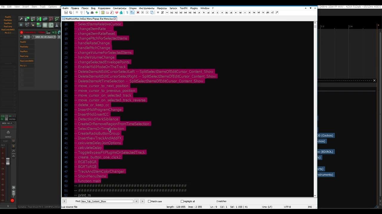 Reaper — ReaScript — ImGui; Menu Popup; Bar Menu - YouTube