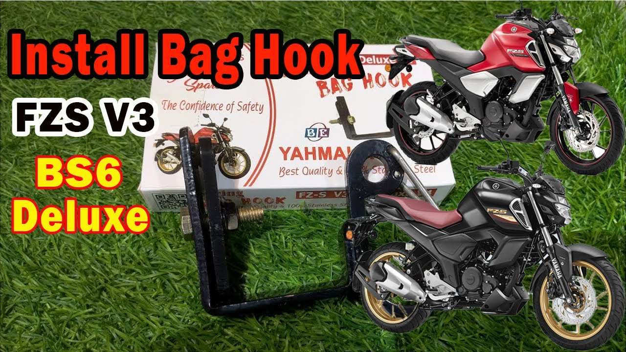 FZS V3 BS6/Deluxe Bag Hook Installation || Yahama bike Bag Hook ...
