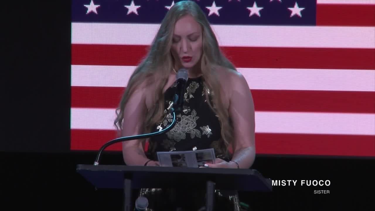 Sgt. Nicole Gee's sister pays tribute at public memorial - YouTube