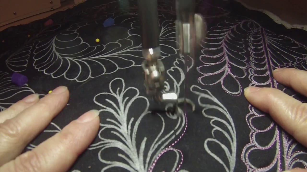 Free Motion Feathers Whole Cloth - YouTube