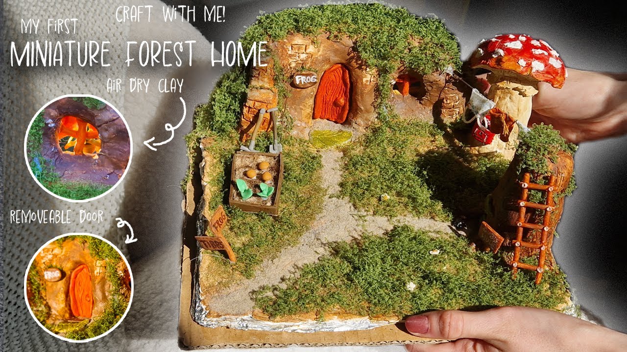 Building a Miniature Forest Home 🏡🌳 Air Dry Clay DIY (relaxing craft ...