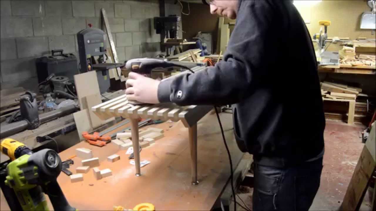 Building a vintage inspired slat table/bench - YouTube