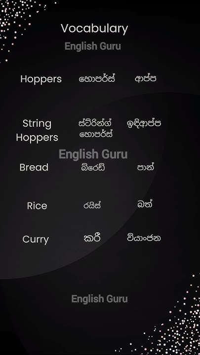 English Vocabulary Lesson | Types of Food with Sinhala Meaning English Practice by English Guru ...