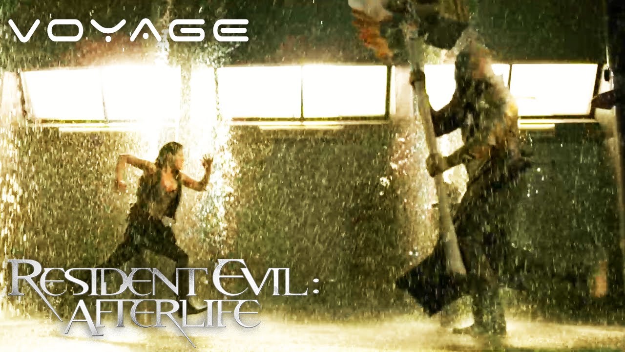 Resident Evil: Afterlife | Zombie Axeman vs Alice & Claire | Voyage ...