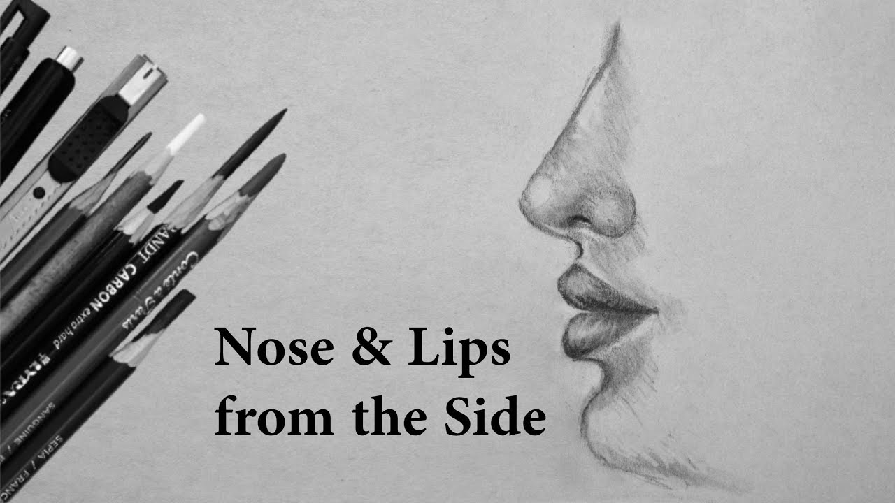 Realistic Nose & Lips Drawing from Side View | Step-by-Step Tutorial ...