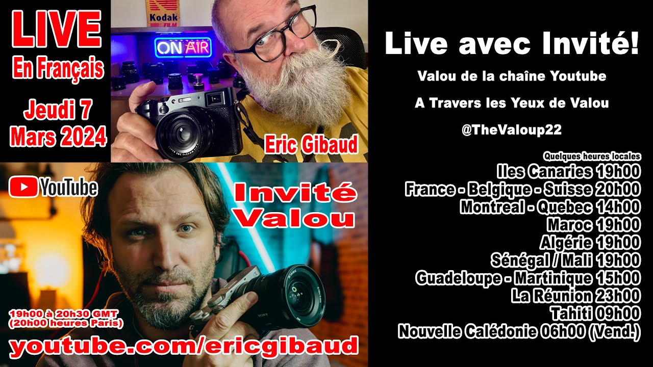 LIVE avec Invité Spécial, photographe et youtuber Valou - EN FRANÇAIS ...