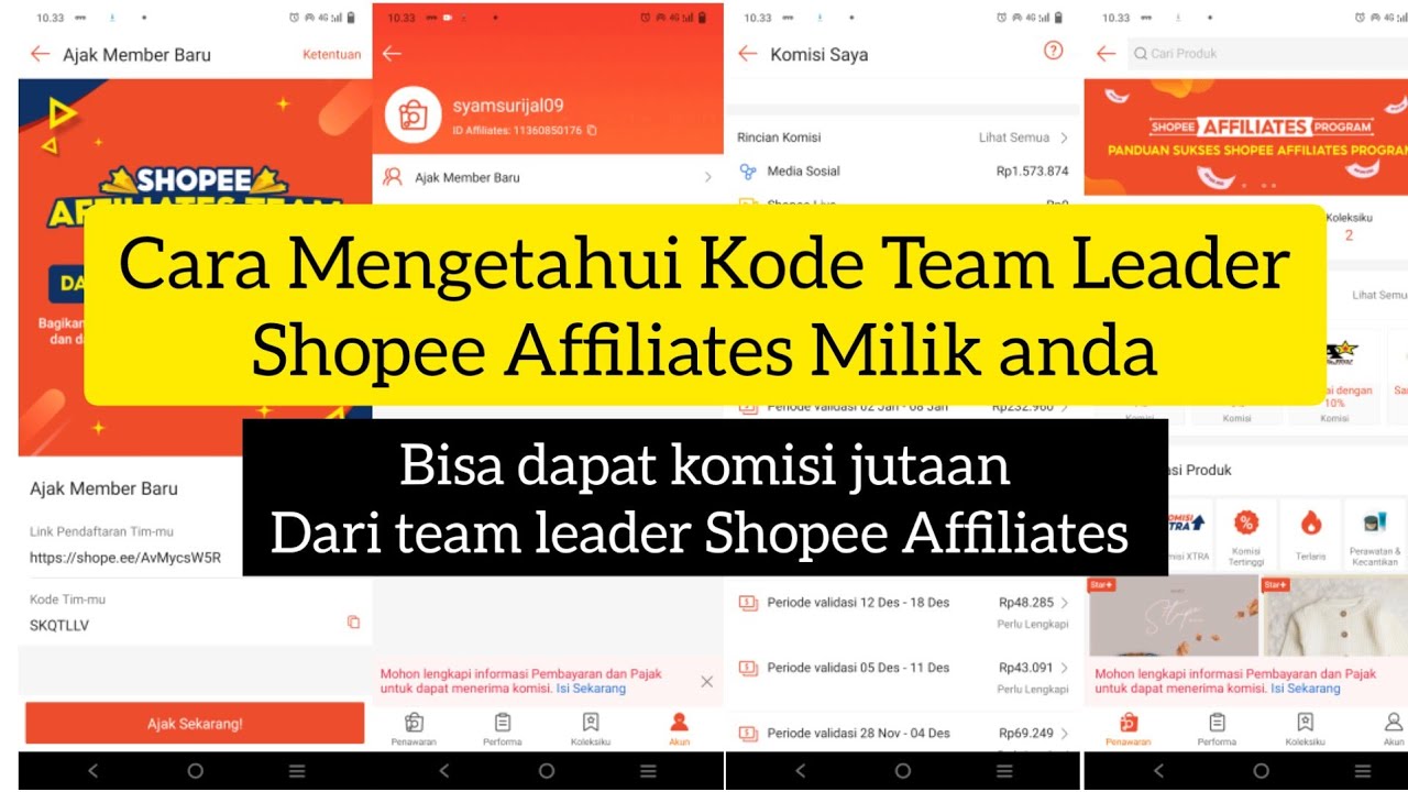 Cara Mengetahui Kode Team Leader Shopee Affiliates Milik Anda - YouTube