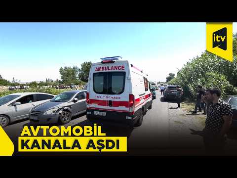 Göyçayda iki avtomobil toqquşdu: maşınlardan biri Şirvan kanalına aşdı