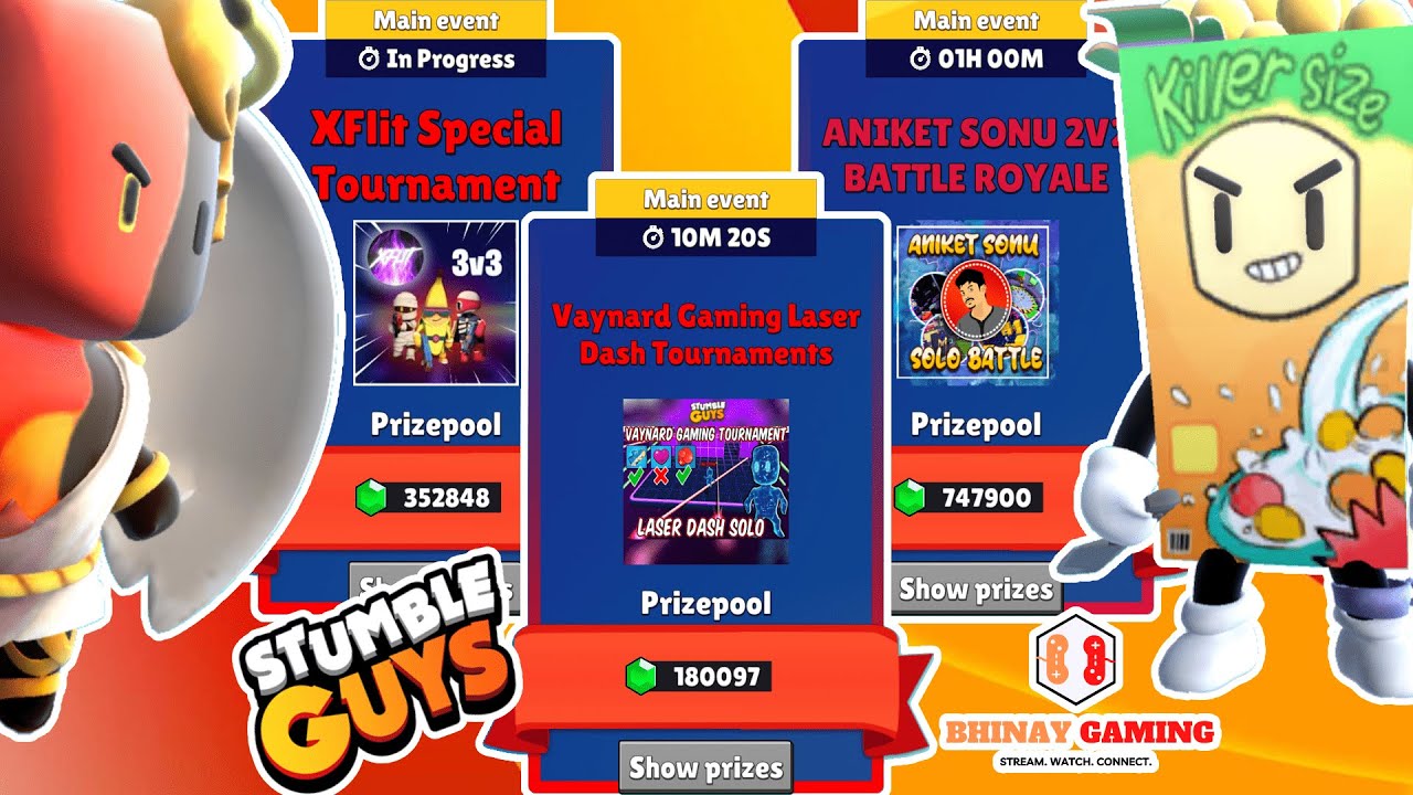 ANIKET SONU 2v2,VAYNARD GAMING,XFLIT 3v3 | STUMBLE GUYS BLOCK DASH ONLY ...