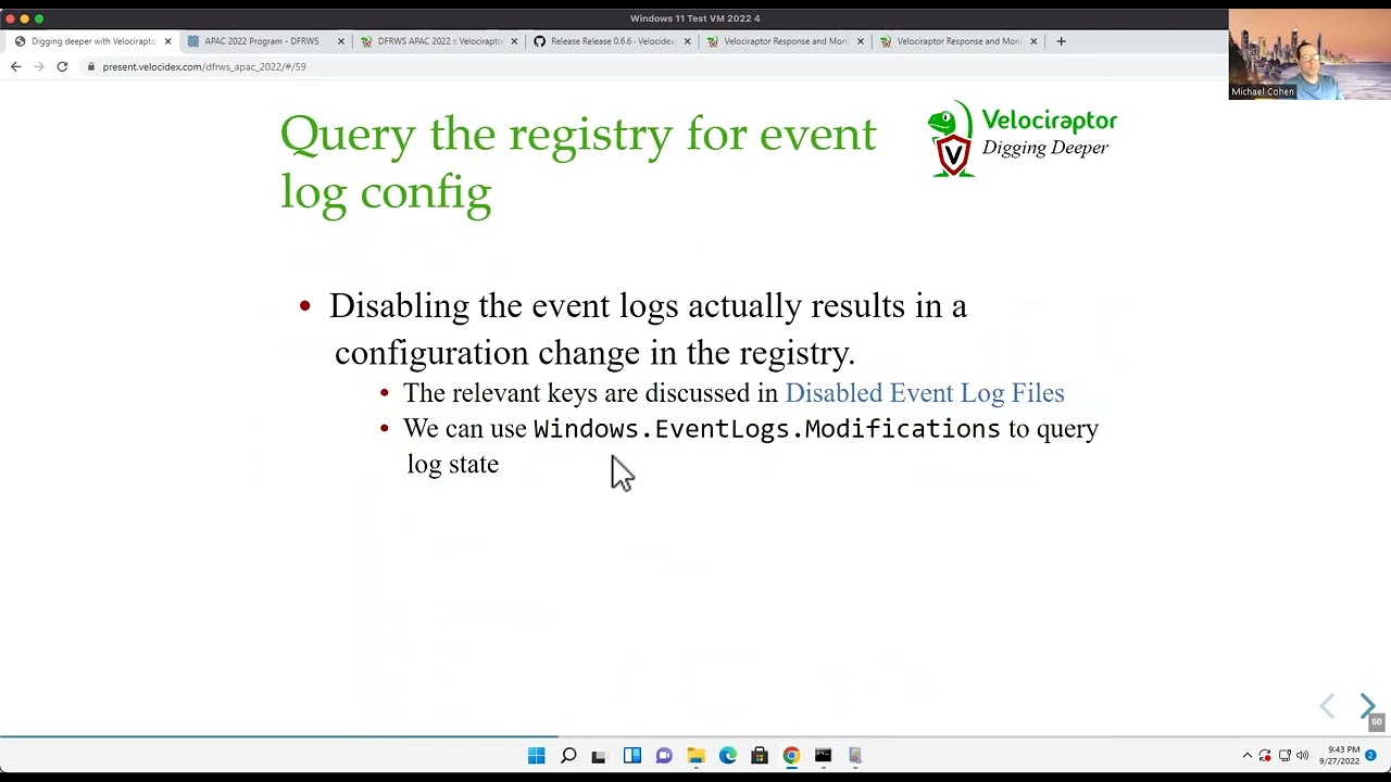 DFRWS APAC Workshop: Velociraptor Digging Deeper Part 2 - YouTube