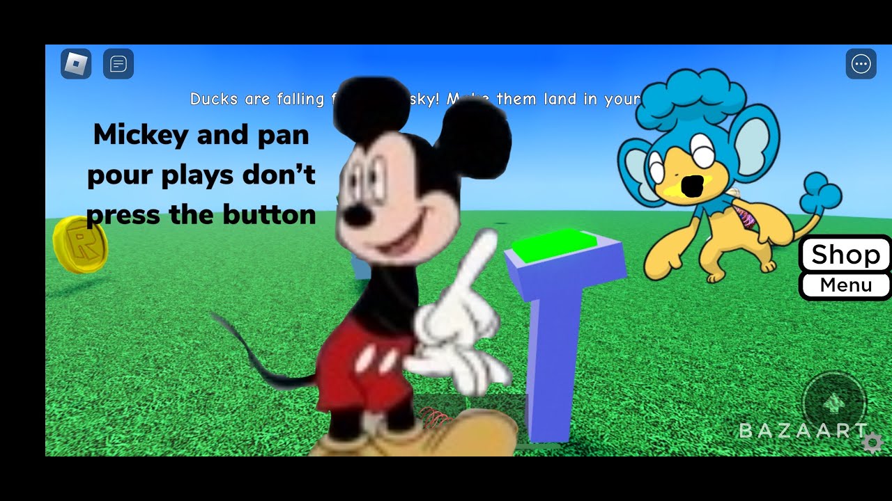 Mickey and pan pour plays don't press the button - YouTube