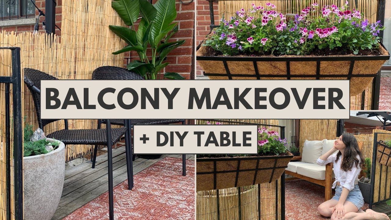 Small Balcony Makeover + DIY Outdoor Table | Rental Redone Ep. 5 - YouTube