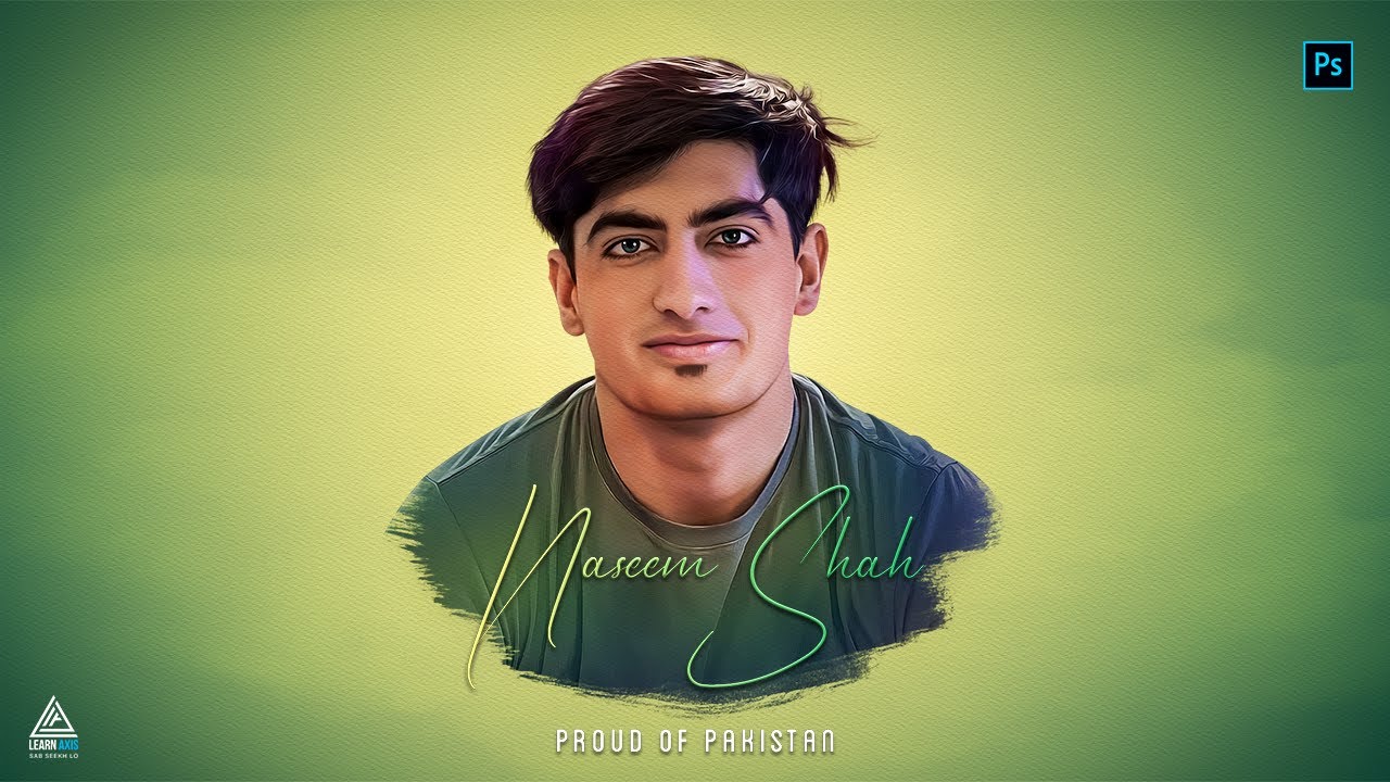 Naseem Shah - Pakistani Fast Bowler | Naseem Shah Smudge Painting | Learn Axis - YouTube