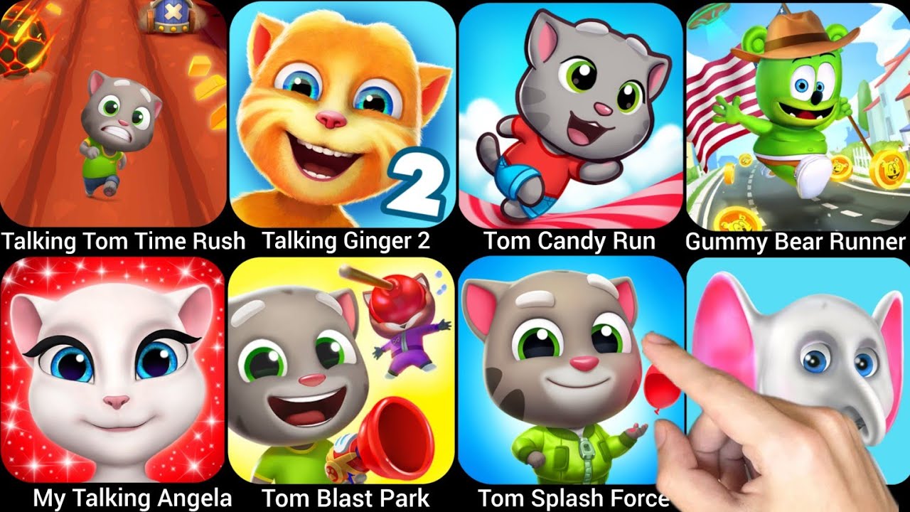 Talking Tom Time Rush,Tom Blast Park,Gummy Bear Runner,Talking Tom ...