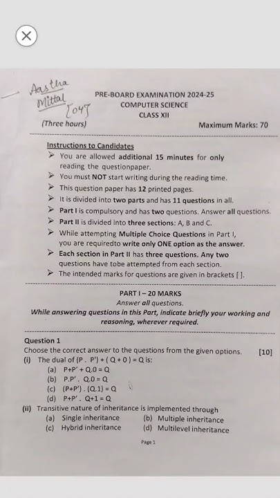 Class 12th computer sci board #exam #isc #letsstudy #iscclass12 # ...