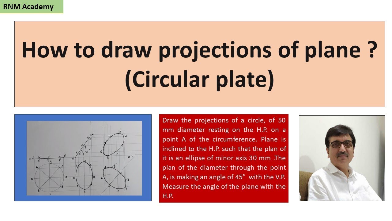 How to draw the projection of plane (circular plate) ? | RNM Academy ...