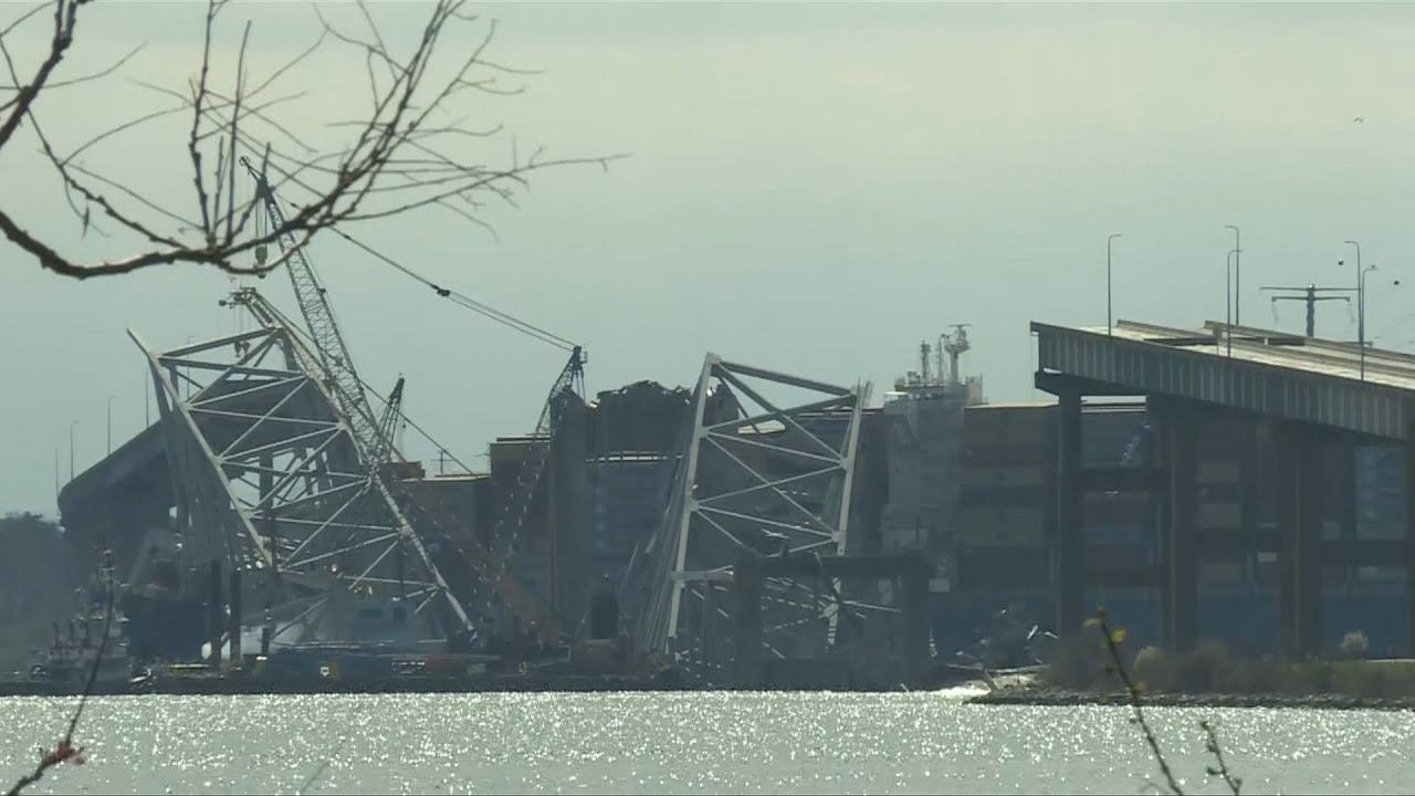 Images of collapsed Baltimore bridge as demolition crews work on it ...
