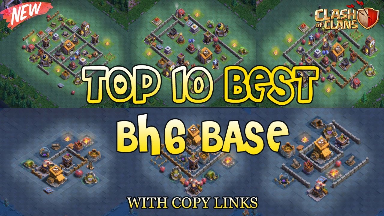 Top 10 Best Bh6 (Builder Hall 6) Bases Link 2023 | NEW Bh6 Trophy Bases ...
