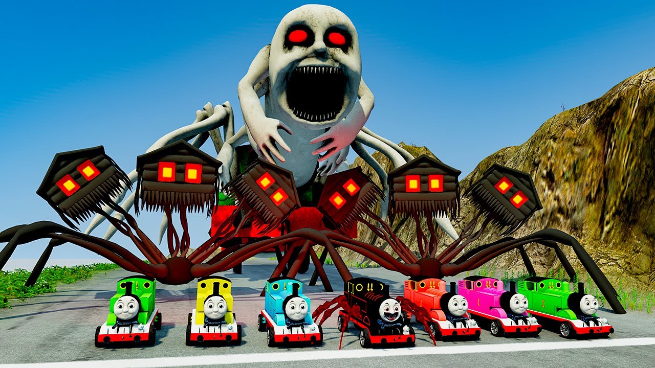 ALL THOMAS Big & Small Cars vs Downhill Madness with HOUSE HEAD ...