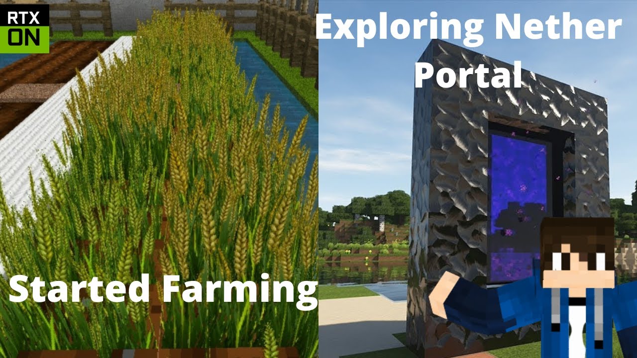 Exploring Nether Portal And Farming In Minecraft Minecraft Gameplay