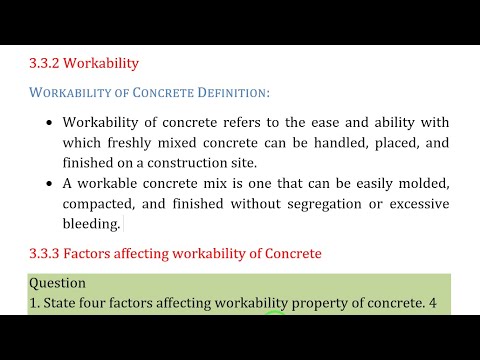 46: Workability | Factors affecting workability of Concrete | - YouTube