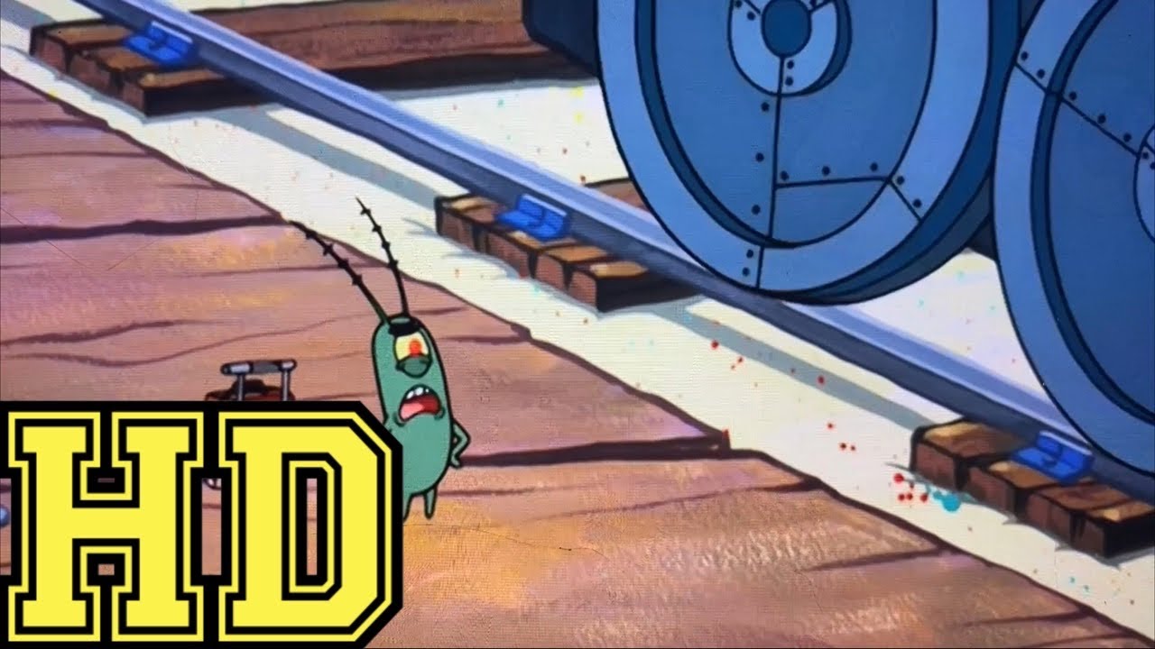 SpongeBob SquarePants - Plankton Misses The Train And Gets Run Over By ...