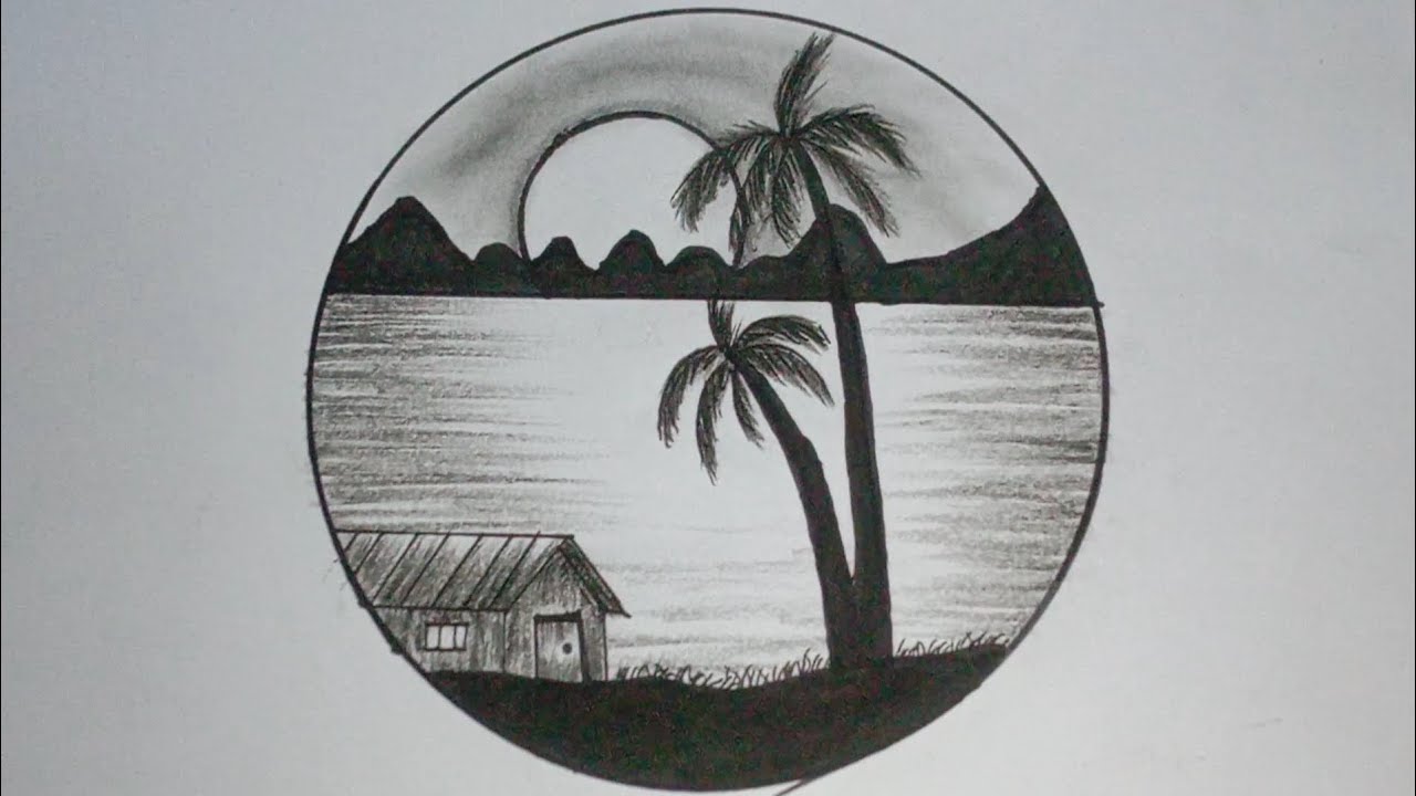 How to draw simple landscape scenery || Easy Drawing by Aysha - YouTube