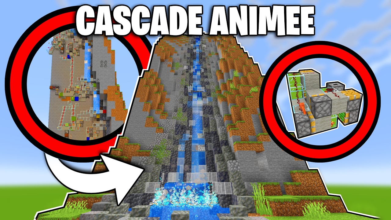 Cette CASCADE ANIMÉE va te retourner le cerveau ! 💧 Minecraft #redstone ...