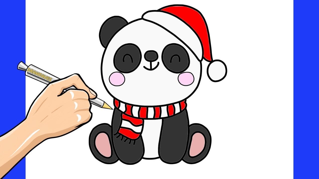 How to Draw a Cute Santa Panda | Easy Drawing & Coloring for Beginners ...