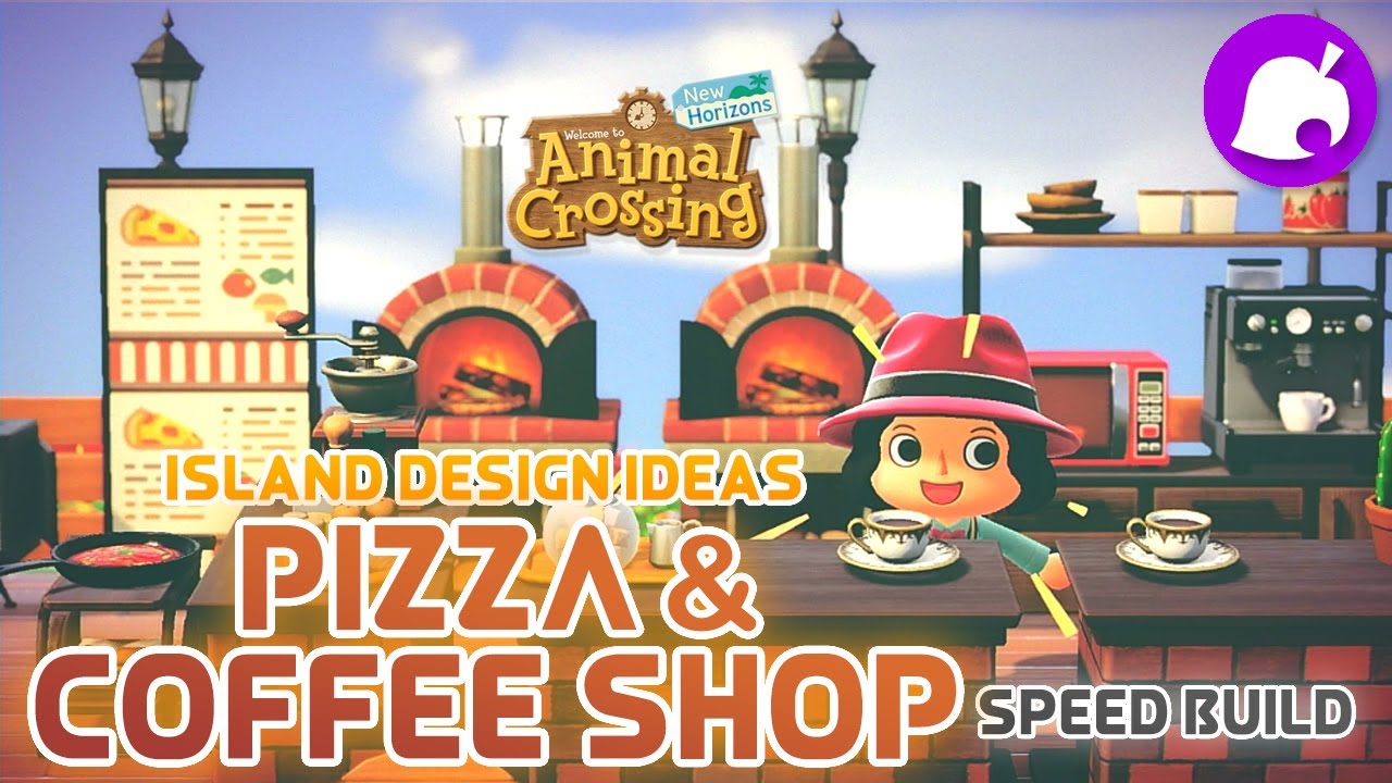 ACNH Easy Island Design - Pizza and Coffee Shop Speed Build 🍕☕ | Animal ...