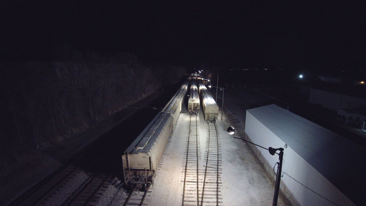 Grain Train loading while two trains meet(Drone video) - YouTube
