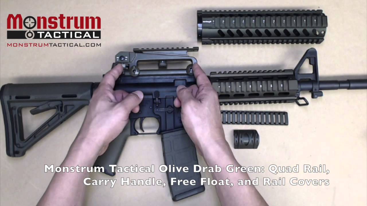 Olive Drab Green AR-15 with Magpul/Monstrum Tactical Accessories - YouTube