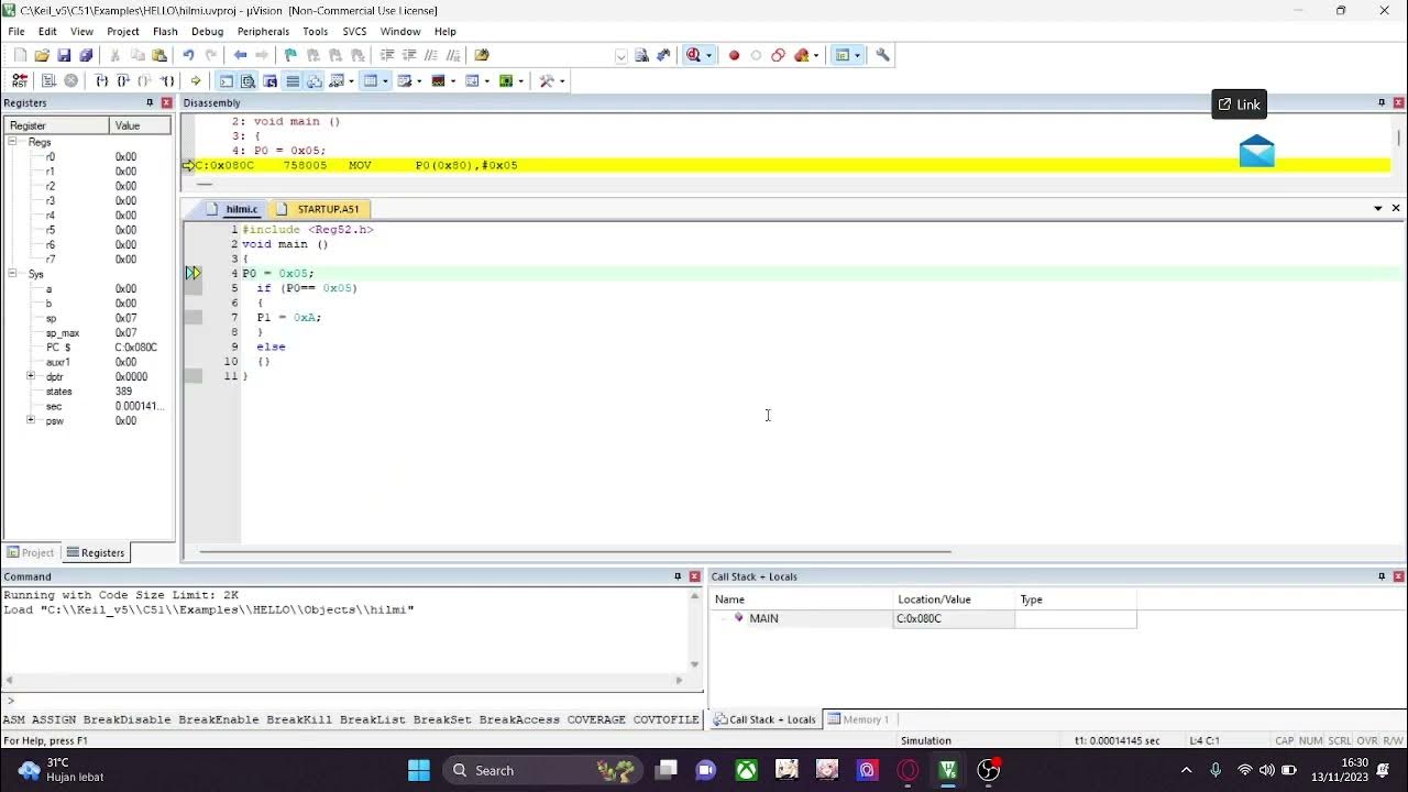 Membuat Program Pemilihan Menggunakan Statement if - else Menggunakan Software Keil Vision 5 ...