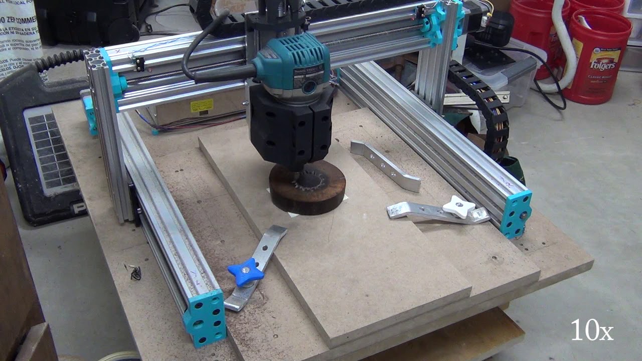 Wood engraving with DIY CNC router - YouTube