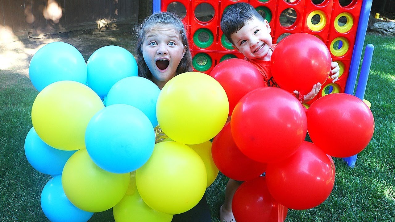Caleb & Aubrey Play with Balloons and Learn Colors - YouTube