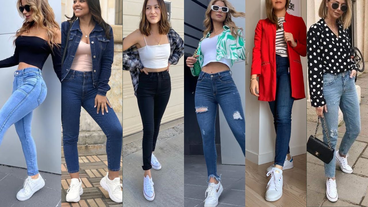 VISTE SENCILLA CON TENIS BLANCOS Y JEANS || combinaciones que te van a encantar!!moda 2025 - YouTube