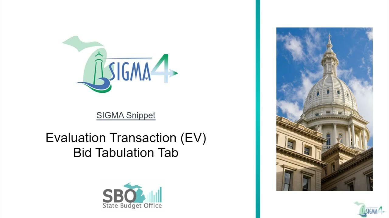 Bid Tabulation Tab in Evaluation Transaction (EV) - SIGMA 4 Snippet - YouTube
